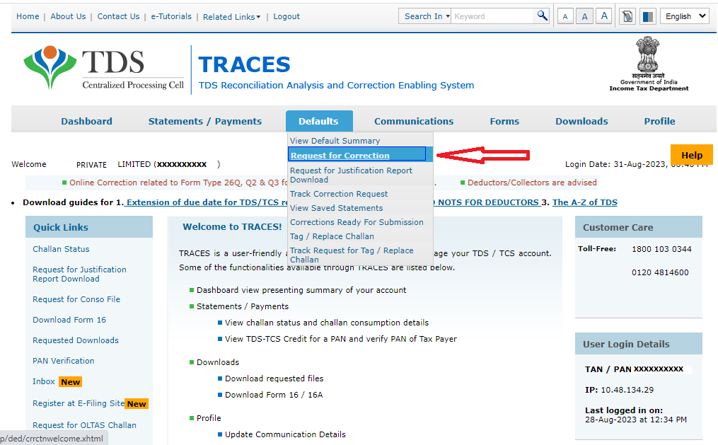 Challan Correction-How to adjust interest amount on TRACES? – Skorydov TDS