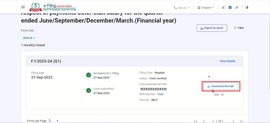 How to Download Acknowledgment receipt on income tax portal ...