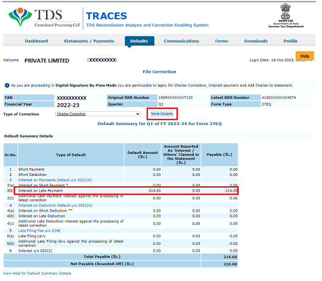 Challan Correction-How to adjust interest amount on TRACES? – Skorydov TDS