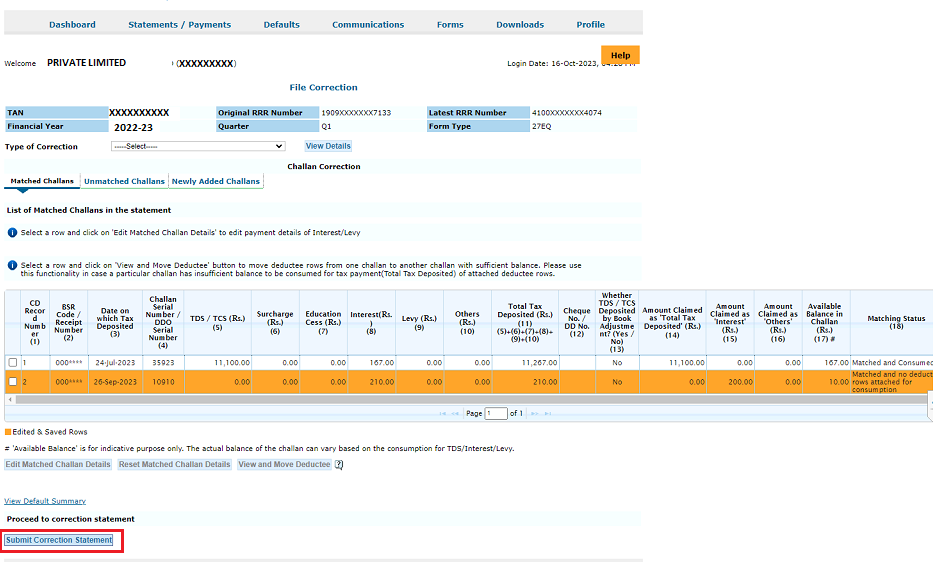Challan Correction-How to adjust interest amount on TRACES? – Skorydov TDS