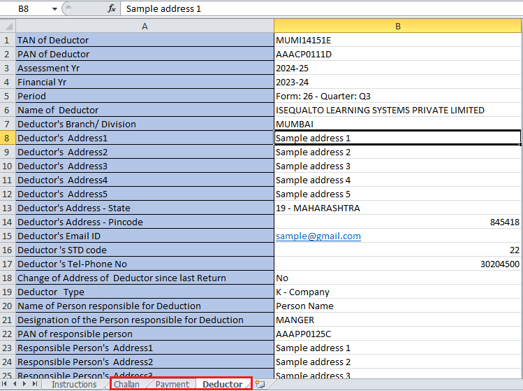 How to prepare regular return for Form-26Q (Q1 to Q4) through e-TDS XL ...