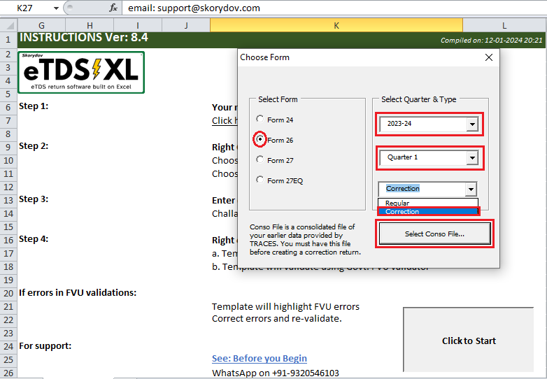 How to prepare Correction return of 26Q through e-TDS XL? – Skorydov TDS