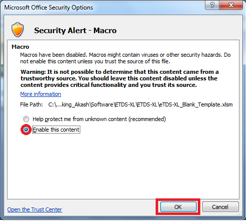 How to Unblock Macros in e-TDS XL? – Skorydov TDS