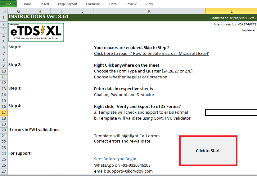 How to register E-TDS XL Software? – Skorydov TDS