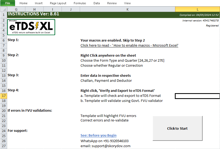 How to register E-TDS XL Software? – Skorydov TDS
