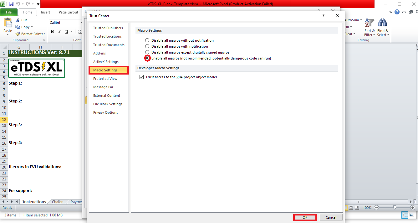 How to Enable the Macros in eTDS XL – Skorydov TDS